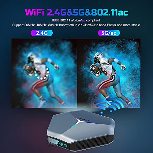 Sofobod A95XF4 Smart Android 11.0 TV Box 4GB RAM 32GB ROM Amlogic S905X4 Quad core ARM Cortex-A55 CPU Ultra HD 4K HDR H.265 Decoding with Dual Band 2.4GHz/5GHz WiFi BT 4.1 USB 3.0