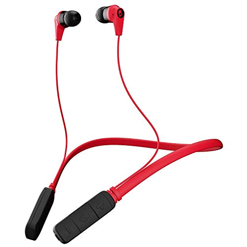 Skullcandy Ink'd Bluetooth Wireless Earbuds with Microphone, Noise Isolating Supreme Sound, 8-Hour Rechargeable Battery, Lightweight with Flexible Collar, Red/Black