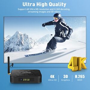 X6 PRO Android TV Box 10.0, Android TV Box 4GB RAM 64GB ROM, H616 Quad-Core 64bits 100M LAN Dual-WiFi 2.4G/5G Android Box with 6K/AV1/3D/USB 3.0/BT 4.2 with Wireless Keyboard