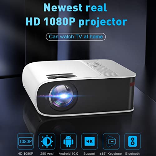 KUQIZ Projector W32 Mini Projector Full Hd 1080p Android 10 Support 4k Decoding Video Projector Led Beamer Home Theater for Phone Cinema (Size : Basic Version)