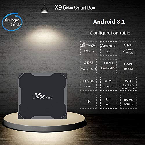 Android TV Box 9.0 TTV Box X96 Max+ Smart TV Box Amlogic S905X2 Quad Core 4GB 64GB Support USB 2.4G WiFi BT 1000M 4K Media Player Set top Box [2020 New]