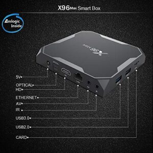 Android TV Box 9.0 TTV Box X96 Max+ Smart TV Box Amlogic S905X2 Quad Core 4GB 64GB Support USB 2.4G WiFi BT 1000M 4K Media Player Set top Box [2020 New]