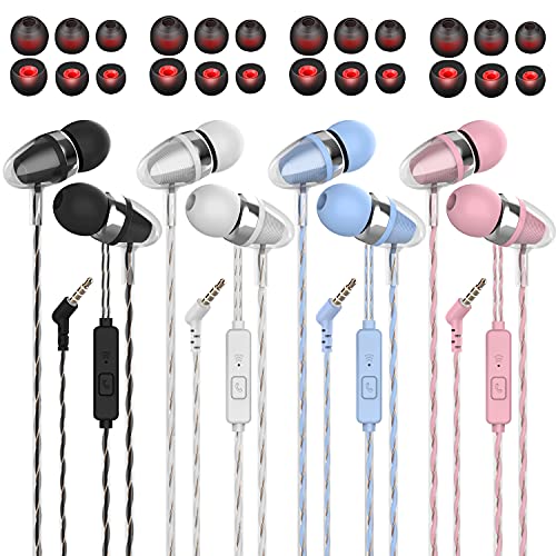 4pack Earbuds Color Headphones Heavy bass Earphone in Ear Headphones Headphones with Microphone Mobile Phone Earphone Wired Earphone 3.5mm Headphones