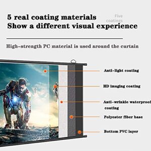 FMOGE 120 Inch Projection Screen,16:9 HD,Anti-Crease Portable Projector Movies Screen,Borderless,Punch-Free,Wall-Mounted,for Home Theater Outdoor Indoor