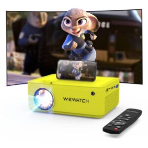 wifi video projector, wewatch v10b wireless portable movie projector with bluetooth full hd 1080p supported home theater video projector compatible with hdmi, vga, tv stick, iphone, android