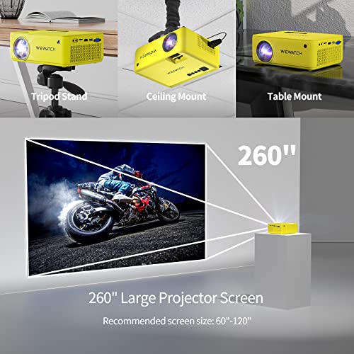 WiFi Video Projector, WEWATCH V10B Wireless Portable Movie Projector with Bluetooth Full HD 1080P Supported Home Theater Video Projector Compatible with HDMI, VGA, TV Stick, iPhone, Android