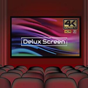 Delux Screens (US Based Business) 135 inch 4K/8K Ultra HDR Projector Screen - Active 3D Ready - 6 Piece Fixed Frame - Home Theater Movie Projection Screen - PVC Matte White - Velvet Border 135" 16:9