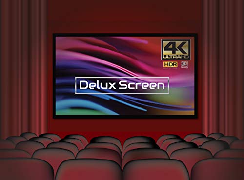 Delux Screens (US Based Business) 135 inch 4K/8K Ultra HDR Projector Screen - Active 3D Ready - 6 Piece Fixed Frame - Home Theater Movie Projection Screen - PVC Matte White - Velvet Border 135" 16:9