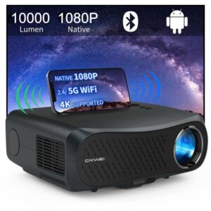 2.4/5g wifi bluetooth projector, native 1080p 200″ outdoor movie projector, 10000l smart home theater projector 4k video games with android os/wireless mirroring/hdmi/usb for phone dvd tv stick laptop