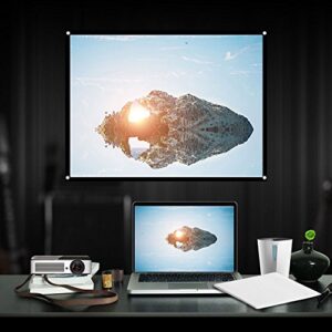 Zopsc Portable 60-100 Inch Foldable Projector Screen Non-Crease White Projector Curtain Projection Screen 4:3for Outdoor Camping Movie Open-air Cinema(72 inch)