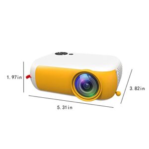 Portable Mini Projector, 1080P Supported HD Projector, Home Video Projector and Outdoor Movie Projector, Small Projector Powered by 5V 2A Mobile Power (Power Bank Not Included) (Yellow)