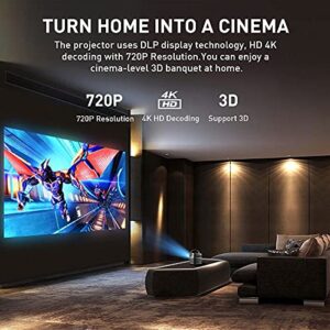 Thick Support 4K 3D Home Theater Projector 1080p Video Game Proyector Beamer with 12000 mAh Battery