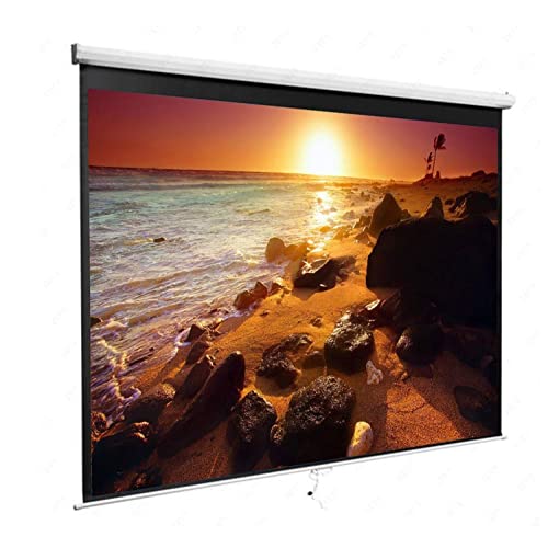 60 inch Projector Screen Pull Down 4:3 16:9 Movie Projection Screen, Auto-Locking Portable Projection Screen for 4K HD - Manual Projector Screen Roll for Indoor Outdoor Home Theater