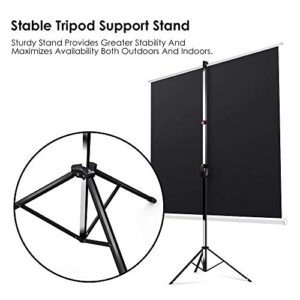 Projector Screen with Stand, ELEPHAS M100S 100 Inch 4: 3 4K HD Projection Movie Screen with Tripod Stand for Home Theater, Indoor Outdoor Pull Down 1.Gain Wrinkle-Free, 160° Viewing Angle