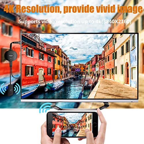 4K Wireless HDMI Display Dongle, TIMBOOTECH Miracast Adapter Streaming YouTube Video/Audio Receiver for iPhone/iPad/iOS/Android/Mac/Laptop/PC to TV/Projector/Monitor - Miracast, DLNA, Airplay, Chrome