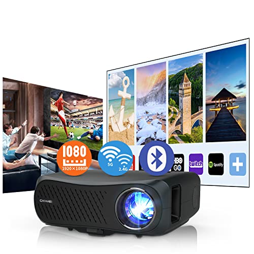 Smart Home Projector 10,000 Lumen Native 1080p Projector 4K Support 300'' Image, Inbuilt Android System & 5G WiFi Bluetooth Projector Full HD for Outdoor Movie Theater Netflix Gaming Work