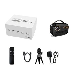 p16 mini projector android 9.0 wifi bluetooth projectors battery sync phone portable beamer support 1080p 3d 4k cinema ( color : black 4g 32g , size : uk plug )