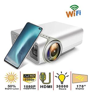 DROOS LED with USB 1080P HD Projector for Home Theater System YG530 Portable Movie Video Player (Size : YG520 White) (Size :(projectors)