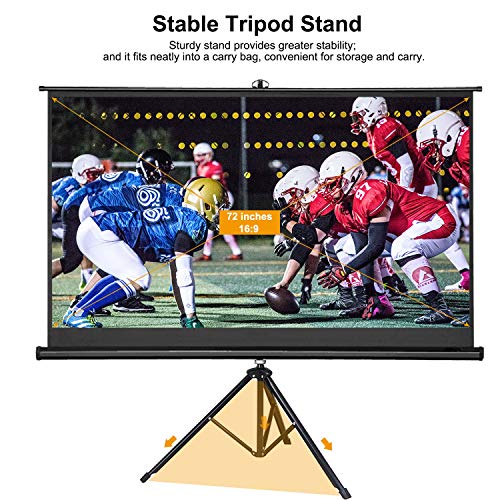 KXDFDC Projector Screen 72 100 inches Tripod Stand 16:9 Portable Projection Screen 4K 3D Movies Screen for Home Office Indoor Outdoor (Size : 72 inch)