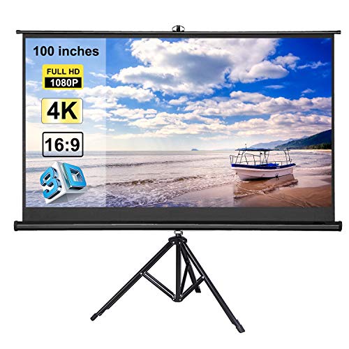 KXDFDC Projector Screen 72 100 inches Tripod Stand 16:9 Portable Projection Screen 4K 3D Movies Screen for Home Office Indoor Outdoor (Size : 72 inch)