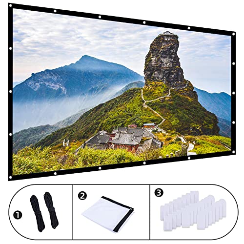 Hangable Projector Screen Movie Screen with Hooks, Ropes, Portable Office Indoor & Outdoor Video Projection Screen,Leinwand Beamer Projektionsleinwand Écran de Projection - 120 in