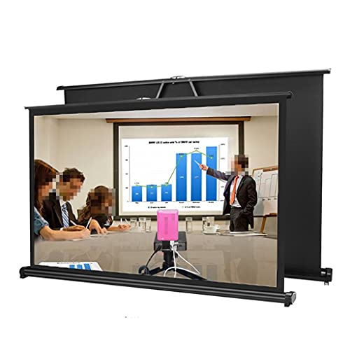 FZZDP 50 Inch 16:9 Portable Tabletop Projection Screen Matte White Foldable Table Projector Screen for Business Travel Cinema