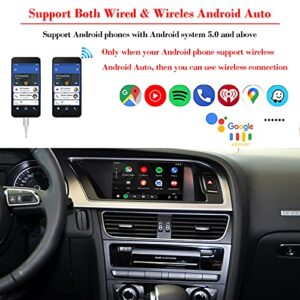 Hslsmxy Wireless CarPlay Android Auto AirPlay Retrofit Kits Compatible with Audi A4 A5 Q5 S4 S5 B8 MMI 3G+ 2010-2019, Support iOS 14 Split Screen, USB Stick Playback, Built-in YouTube App