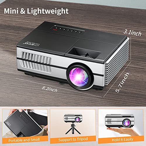 Portable Outdoor Movie Projector Full HD 1080P Supported, Mini WiFi Projector with Bluetooth, Wireless Home Theater Projector with Airplay Mirroring/Smart Android OS/HDMI/USB for Phone Laptop TV Stick