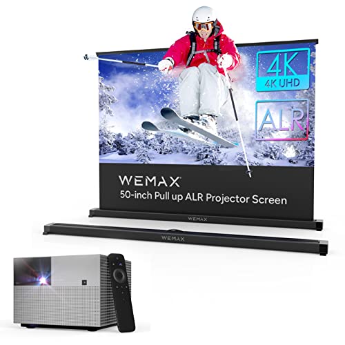 WEMAX Vogue Pro 1600 ANSI Lumens True 1080p FHD Movie DLP Projector and 50 inch ALR Ambient Light Rejecting Portable Projector Screen