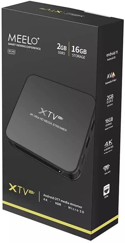 2023 DESI TV MEELO+ XTV SE2 Android 11 Set Top Box with M3U, Stalker, MyTVOnline, 2GB/16GB, Dual Band WiFi, Full 4K Ultra HD - Faster Than MAG 524w3 & Formuler Boxes, Supports 6000+ IPTV Channels