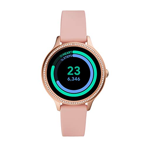 Fossil 42mm Gen 5E Stainless Steel and Silicone Touchscreen Smart Watch, Color: Rose Gold, Pink (Model: FTW6066)