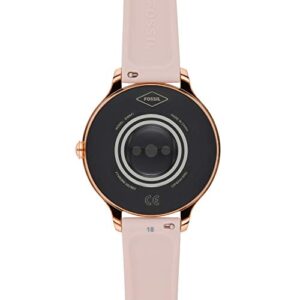 Fossil 42mm Gen 5E Stainless Steel and Silicone Touchscreen Smart Watch, Color: Rose Gold, Pink (Model: FTW6066)