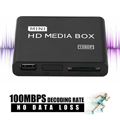 Mugast Multi Media Player,Mini FHD 1080P AV/YPrPb/HDMI/FAT16/FAT32/NTFS Stereo Multimedia Player for PAL/NTSC TV,Support SD/MMC Cards USB Devices 2.5in 1T Mobile Hard Disk Drive