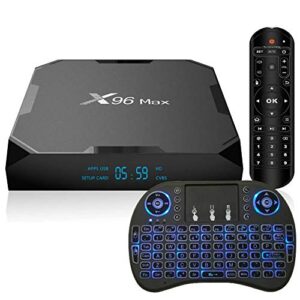 android tv box 9.0 x96 max+ smart tv box amlogic s905x2 quad core 4gb 64gb support usb 2.4g wifi bt 1000m 4k media player set top box android mini pc with wireless keyboard remote(backlit) ttv box