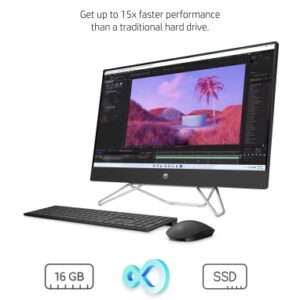 HP 27” All-in-One Desktop, AMD Ryzen 5 5500U, 16 GB RAM, 512 GB SSD, Full HD IPS Touchscreen, Windows 11 Home, 4 USB Ports, Privacy Camera, Dual Mics, Wireless Keyboard and Mouse (27-cb0060, 2021)