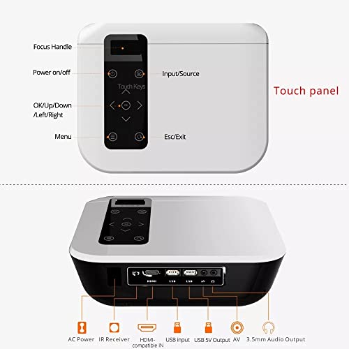 PHAVEA Portable Android Movie Projector, WiFi Bluetooth, 5000 Lumens, Keystone Correction&Zoom, Sync Screen Supported, HDMI USB for Home Cinema&Outdoor Movies