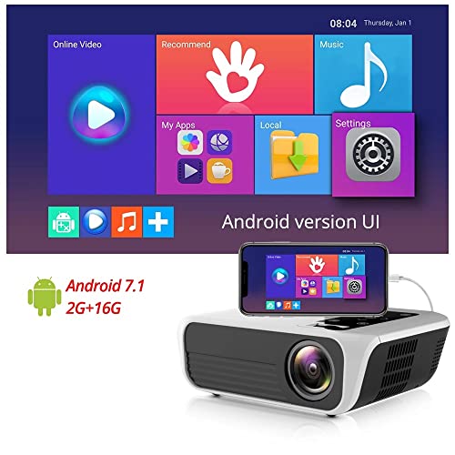 PHAVEA Portable Android Movie Projector, WiFi Bluetooth, 5000 Lumens, Keystone Correction&Zoom, Sync Screen Supported, HDMI USB for Home Cinema&Outdoor Movies