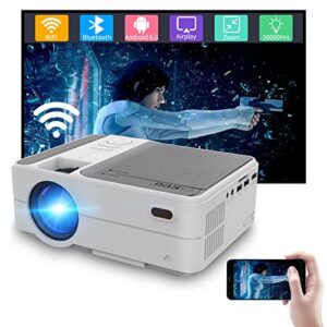 mini portable projector wifi bluetooth 5500lumen hd smart tv projector 200″ display,hdmi audio usb android os wxga projectors artwork backyard garden movie theater