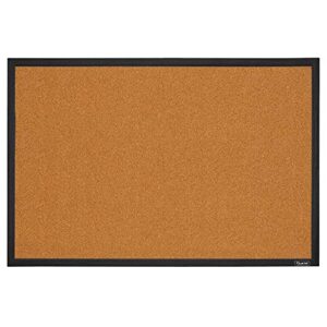 quartet cork board bulletin board, 2′ x 3′ framed corkboard, black frame, decorative hanging pin board, perfect for home office decor, home school message board or vision board (mwdb2436-bk)