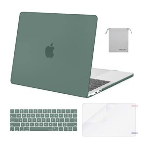 mosiso compatible with macbook pro 13 inch case m2 2023, 2022, 2021-2016 a2338 m1 a2251 a2289 a2159 a1989 a1708 a1706, plastic hard shell&keyboard cover&screen protector&storage bag, midnight green