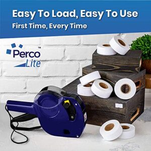 Perco Lite 1 Line Price Gun with Labels Kit - Includes 5,000 Blank White Labels, 2 Ink Rollers, 1 Ink roll and Labels Pre-Loaded