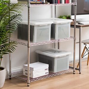 IRIS USA Letter/Legal File Tote Box, BPA-Free Storage Bin Tote Organizer with Durable and Secure Latching Lid, Stackable and Nestable, 4 Pack, Crystal Clear (585237)