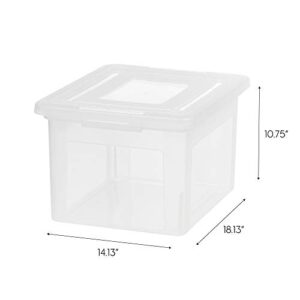 IRIS USA Letter/Legal File Tote Box, BPA-Free Storage Bin Tote Organizer with Durable and Secure Latching Lid, Stackable and Nestable, 4 Pack, Crystal Clear (585237)