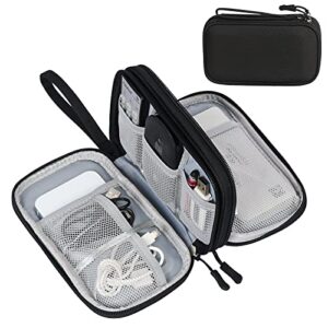 fyy electronic organizer, travel cable organizer bag pouch electronic accessories carry case portable waterproof double layers all-in-one storage bag for cable, cord, charger, phone, earphone black