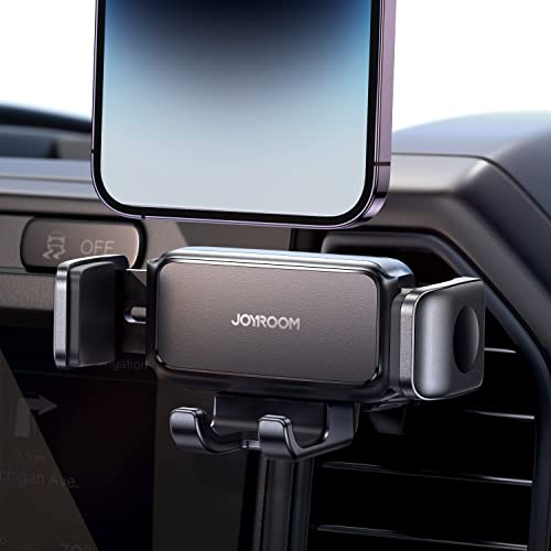 JOYROOM Mini Air Vent Phone Mount for Car, Hands Free Phone Holder with Telescopic Clamping & Folding Back, Car Mount for All iPhone Samsung & Other Smartphone