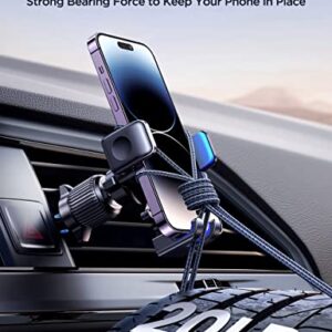 JOYROOM Mini Air Vent Phone Mount for Car, Hands Free Phone Holder with Telescopic Clamping & Folding Back, Car Mount for All iPhone Samsung & Other Smartphone