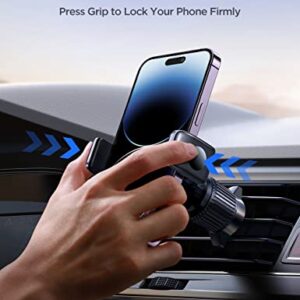 JOYROOM Mini Air Vent Phone Mount for Car, Hands Free Phone Holder with Telescopic Clamping & Folding Back, Car Mount for All iPhone Samsung & Other Smartphone