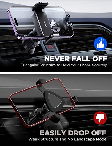 JOYROOM Mini Air Vent Phone Mount for Car, Hands Free Phone Holder with Telescopic Clamping & Folding Back, Car Mount for All iPhone Samsung & Other Smartphone