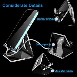 Crpich Acrylic Cell Phone Stand, Portable Phone Holder, Clear Phone Stand for Desk, Compatible with Phone 13 12 Pro Max Mini 11 Xr 8 Plus SE, Switch, Android Smartphone, Pad, Tablet, Desk Accessories