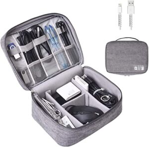 electronics organizer, orgawise electronic accessories bag travel cable organizer three-layer for ipad mini, kindle, hard drives, cables, chargers (two-layer-grey)